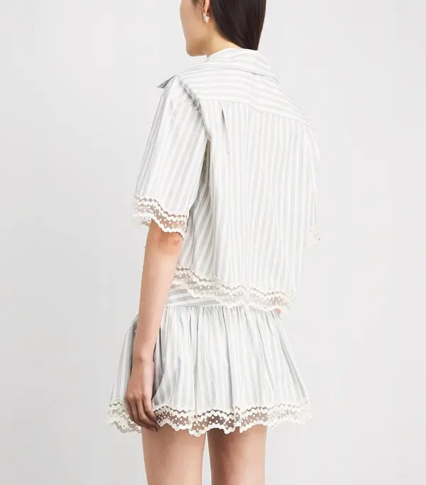 Sandro Cotton Stripe Embroidered Shirt