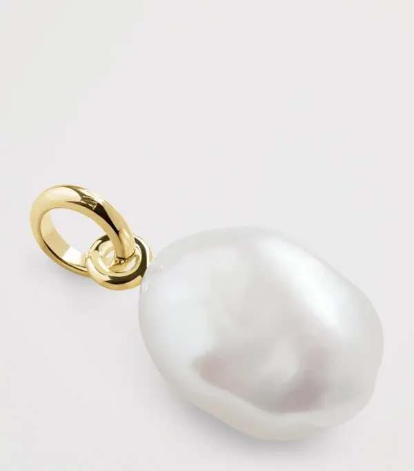 Monica Vinader Baroque Pearl Pendant Charm In Yellow