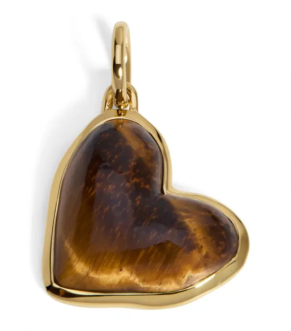 Monica Vinader Vermeil And Tiger's Eye Heart Pendant - Gold