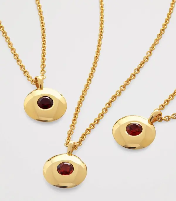 Monica Vinader Vermeil And Ruby January Birthstone Necklace
