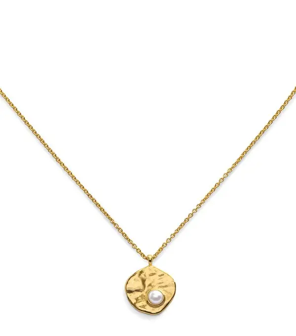 Monica Vinader Vermeil And Pearl Capri Disc Necklace - Gold