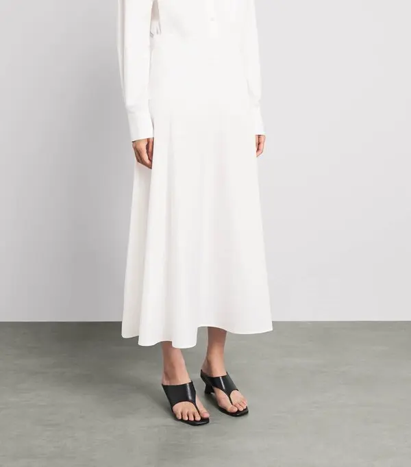 Almada Label Cotton Poplin A-line Midi Skirt