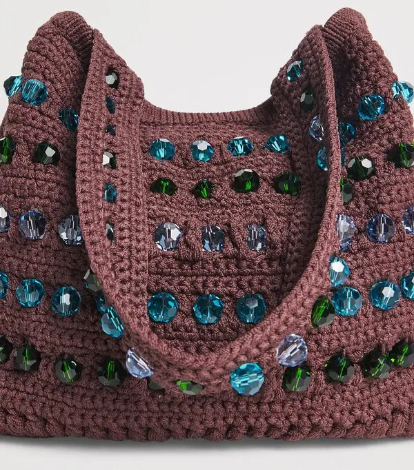 Sandro Crochet Beaded Top-handle Bag