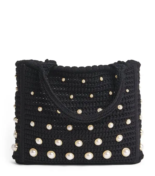 Sandro Crochet Studded Top-handle Bag
