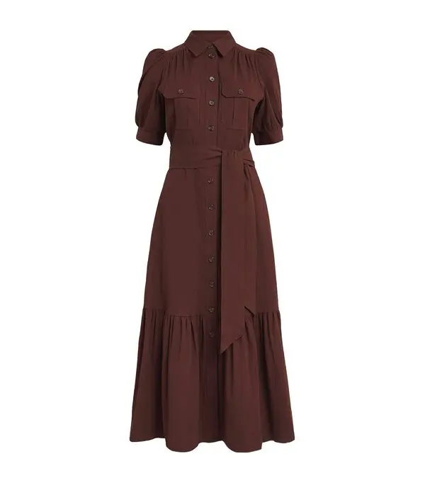 ME+EM Stretch-cotton Seersucker Midi Shirt Dress
