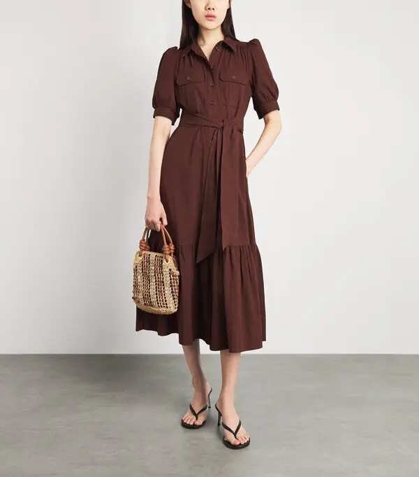 ME+EM Stretch-cotton Seersucker Midi Shirt Dress
