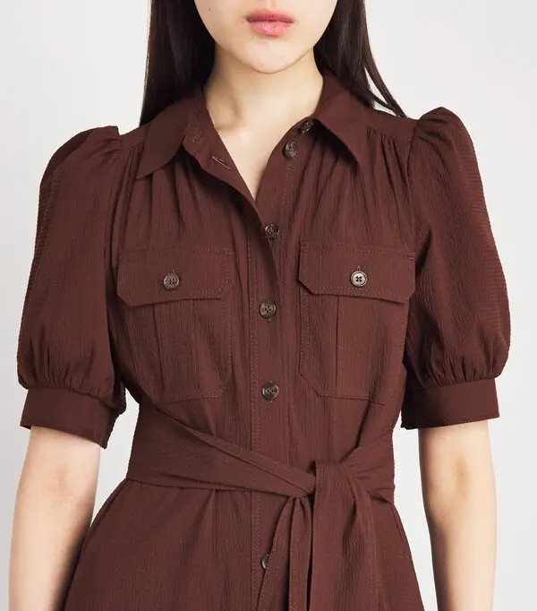 ME+EM Stretch-cotton Seersucker Midi Shirt Dress