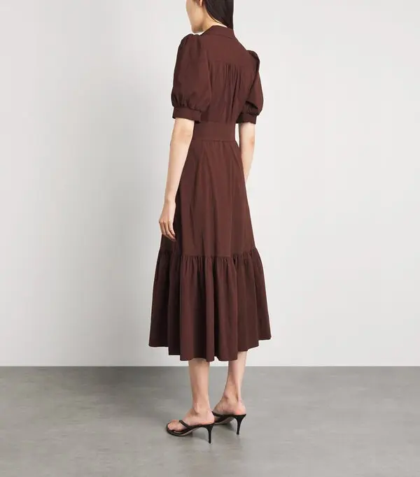 ME+EM Stretch-cotton Seersucker Midi Shirt Dress