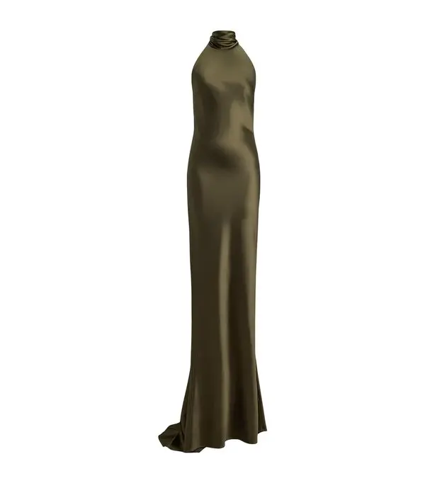 Ralph Lauren Satin Chilton Maxi Dress - Green