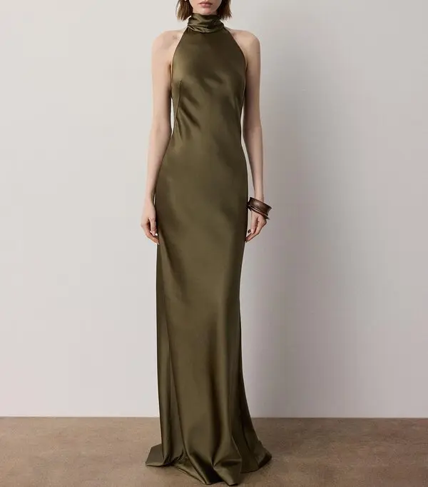 Ralph Lauren Satin Chilton Maxi Dress