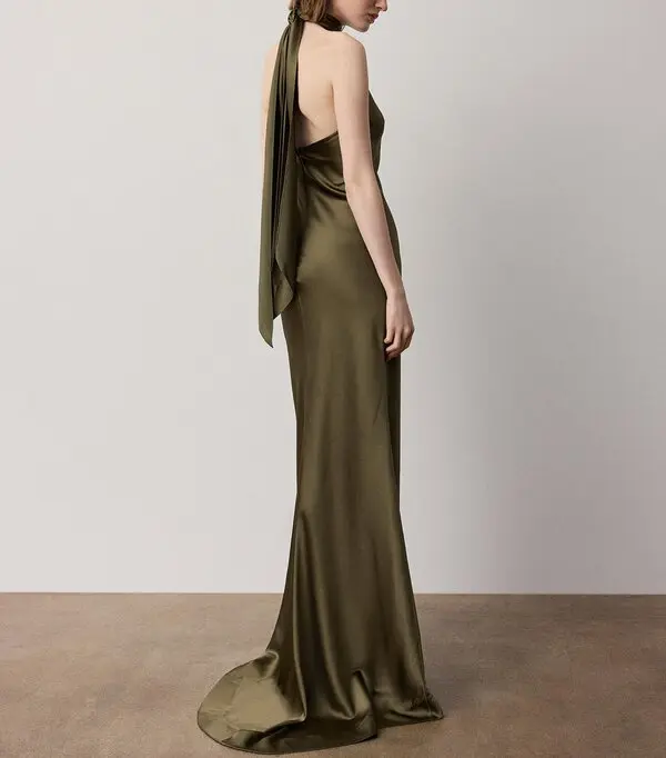 Ralph Lauren Satin Chilton Maxi Dress
