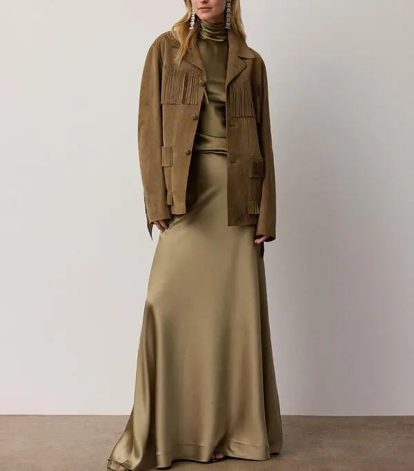 Ralph Lauren Suede Trim-fringe Perce Jacket