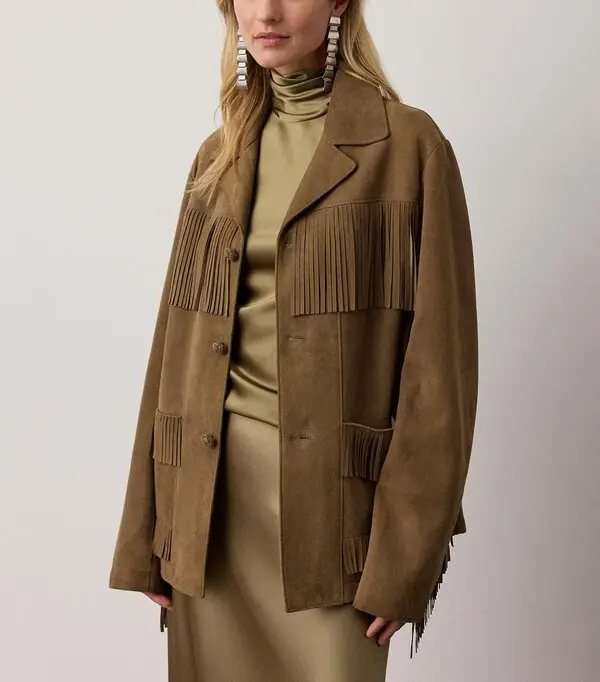 Ralph Lauren Suede Trim-fringe Perce Jacket