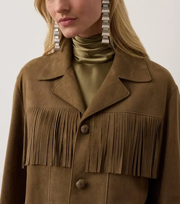 Ralph Lauren Suede Trim-fringe Perce Jacket