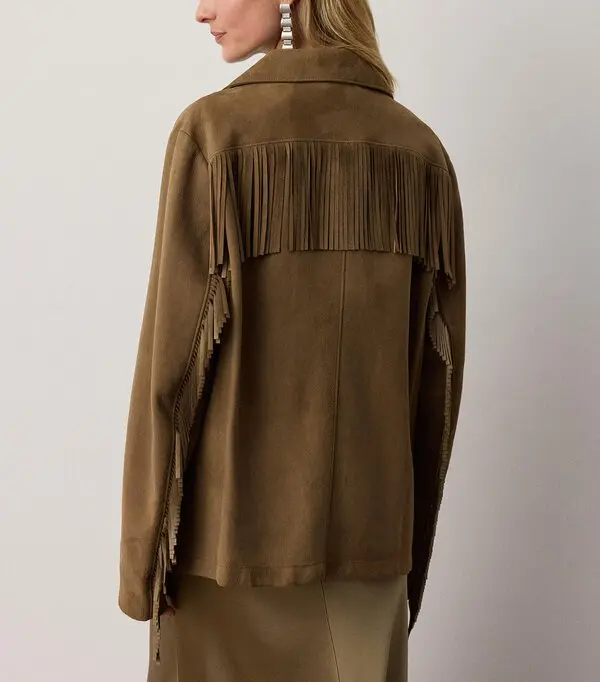 Ralph Lauren Suede Trim-fringe Perce Jacket