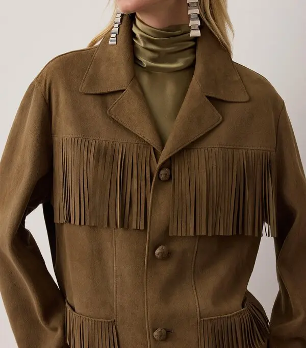 Ralph Lauren Suede Trim-fringe Perce Jacket