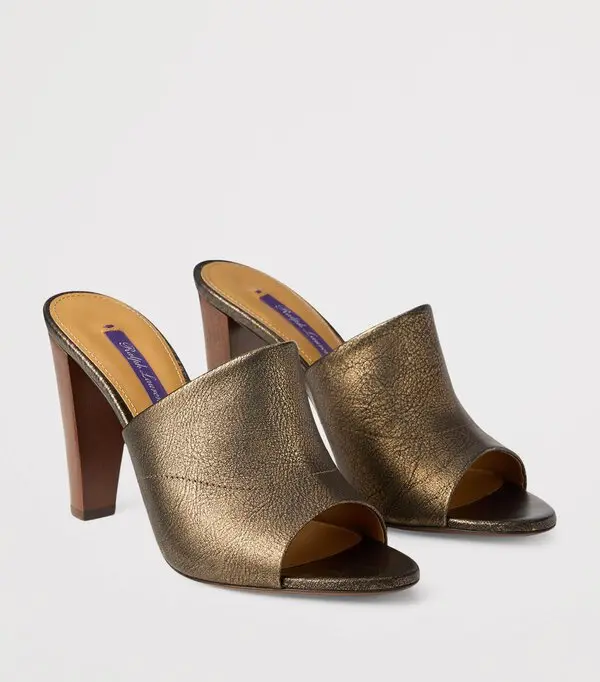 Ralph Lauren Metallic Leather Adela Heeled Mules