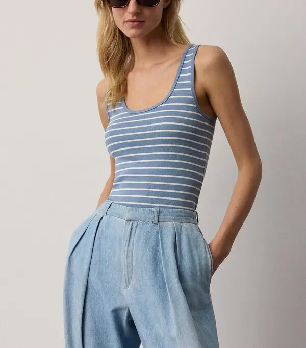 Ralph Lauren Ellis Striped Cotton-blend Tank Top