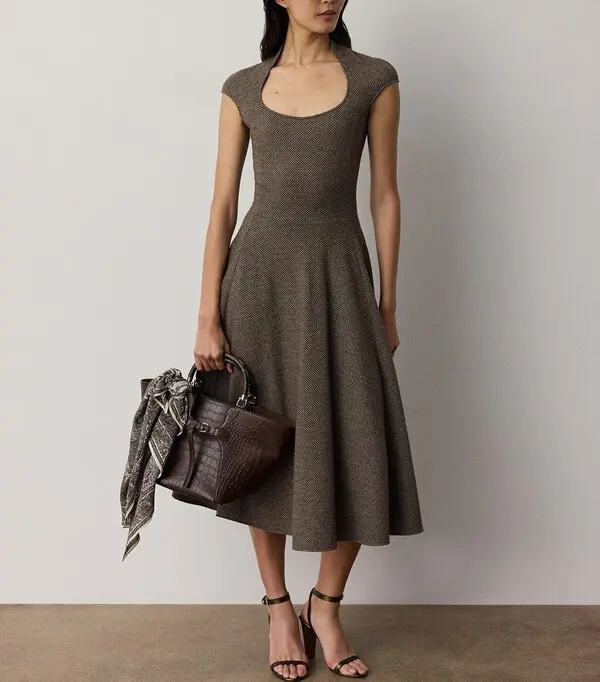 Ralph Lauren Wool-silk Tweed Maisey Midi Dress