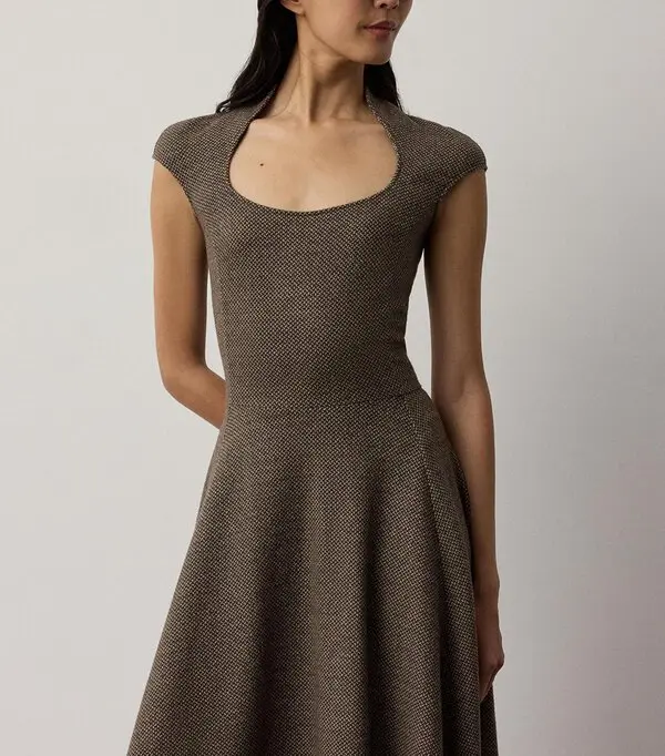 Ralph Lauren Wool-silk Tweed Maisey Midi Dress