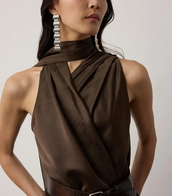 Ralph Lauren Washed Silk Column Maxi Dress