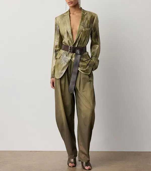 Ralph Lauren Silk-blend Marcy Abstract Metallic Blazer