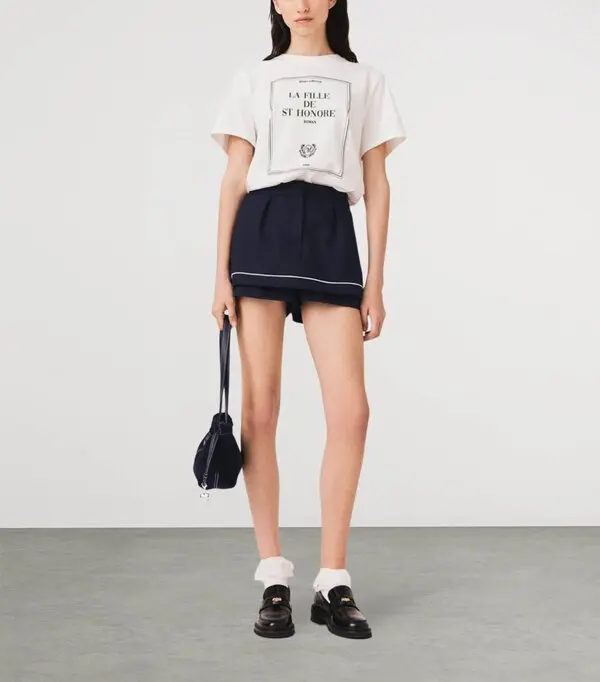 Maje Pleated Skort With Contrast Piping