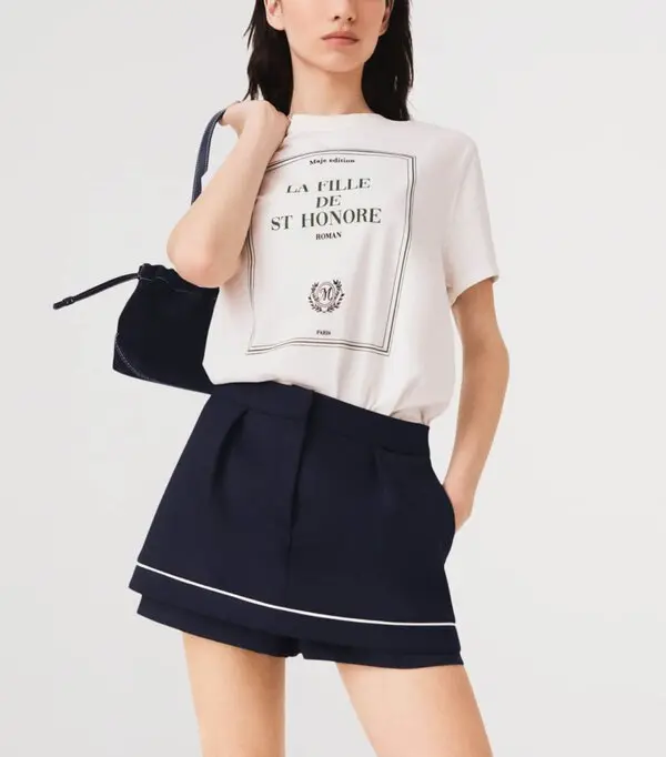 Maje Pleated Skort With Contrast Piping