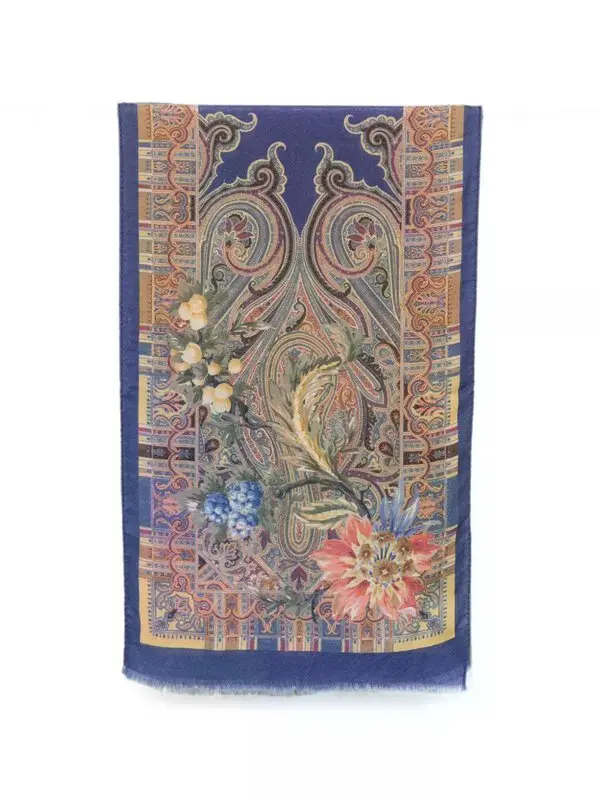 Etro Floral Paisley-print Scarf - Blue