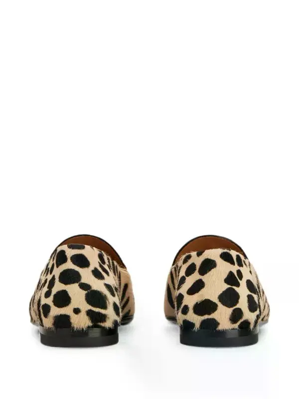 TOD'S Pony Effect Leather Mule Loafers With Animal Print