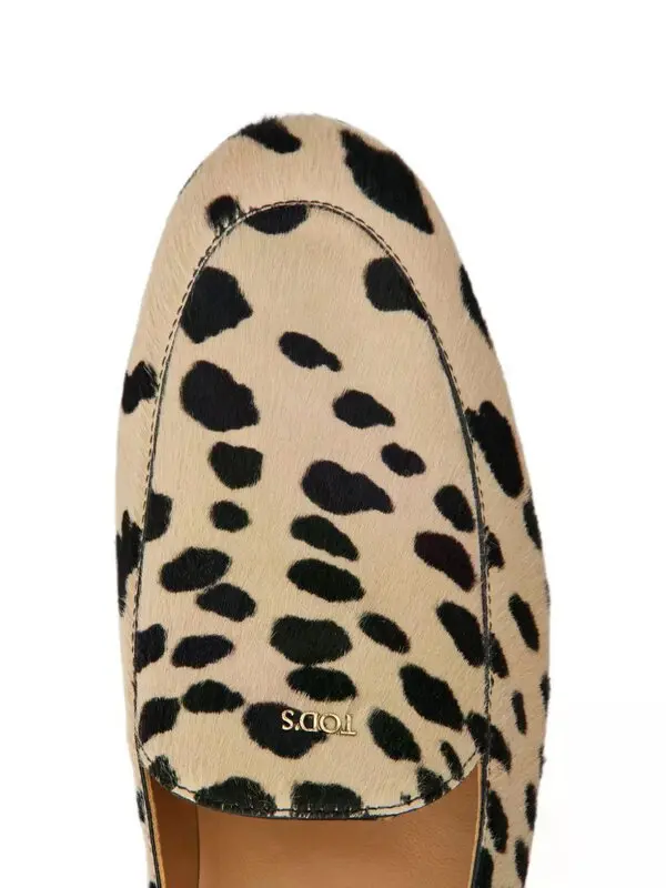 TOD'S Pony Effect Leather Mule Loafers With Animal Print