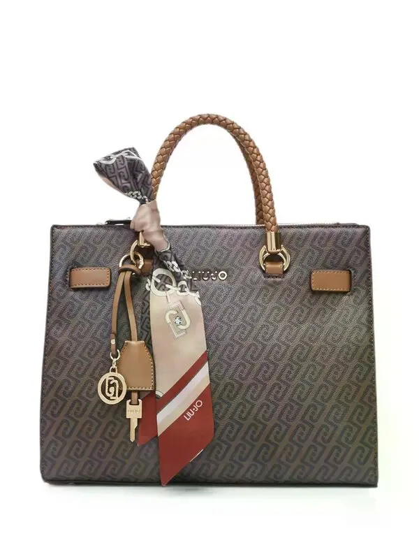Liu Jo Monogram Satchel Bag With Scarf Accent