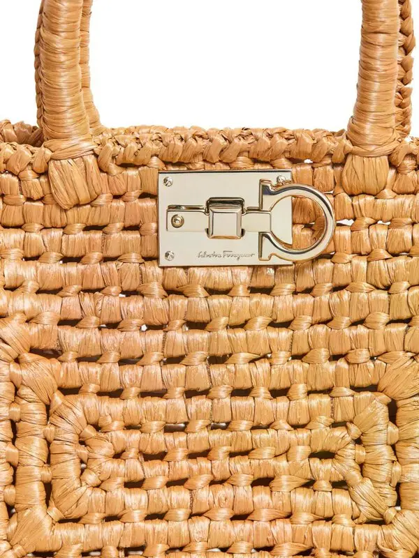 FERRAGAMO Studio Box Raffia Tote Bag