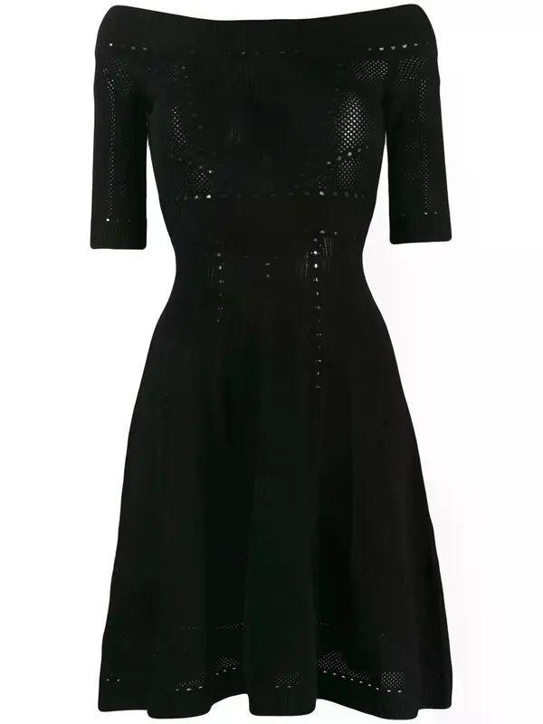 Dsquared2 Off-shoulder Knitted Dress With Punch Hole Detailing