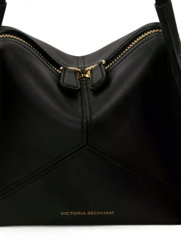 Victoria Beckham Mini Plié Leather Tote Bag - Black