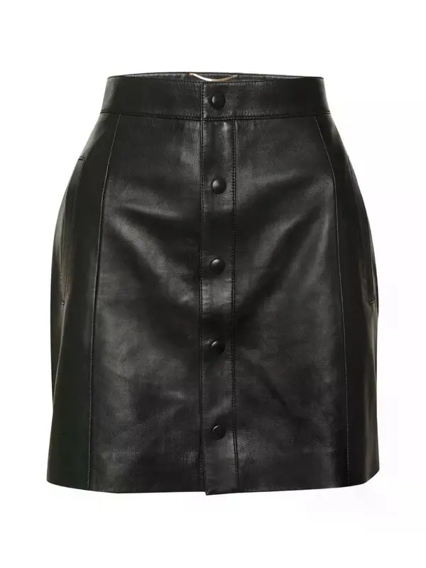 Saint Laurent Button-up Leather Skirt