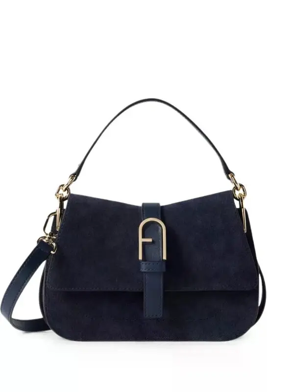 Furla Mini Logo Plaque Suede Tote Bag