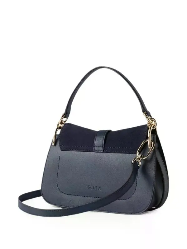 Furla Mini Logo Plaque Suede Tote Bag