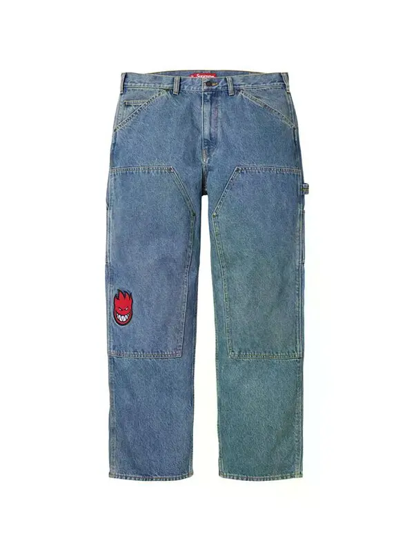 Supreme X Spitfire Double Knee Logo-patch Jeans