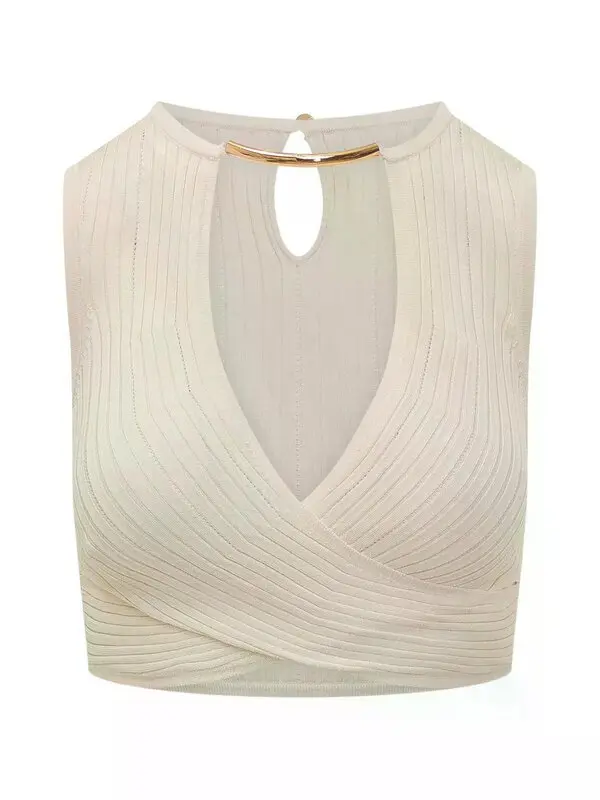 Elisabetta Franchi Ribbed-knit Wrap Top