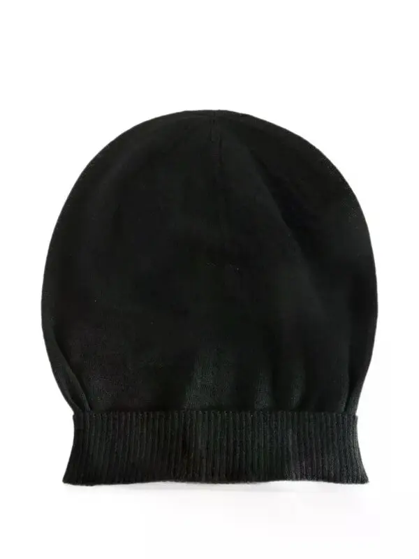 Rick Owens Ribbed-trim Beanie Hat - Black