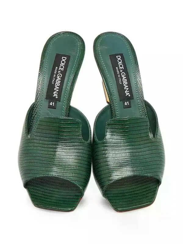 Dolce & Gabbana Keira Lizard-embossed Leather Heeled Sandals