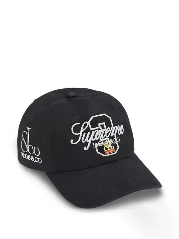 Supreme Embroidered 6-panel Cap - Black