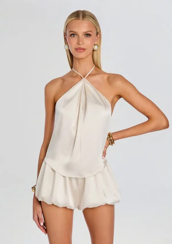 SEROYA Beckham Halter Neck Tank - Eggshell