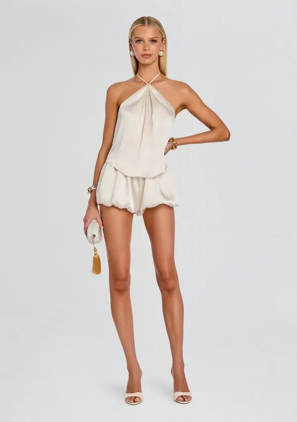 SEROYA Beckham Halter Neck Tank - Eggshell