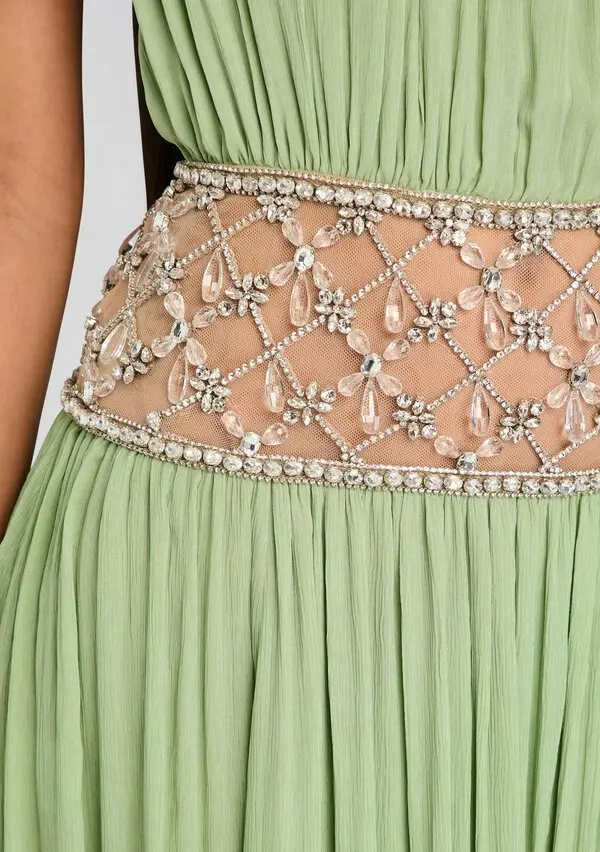 Retrofete Kreeli Embellished Halterneck Gown - Matcha