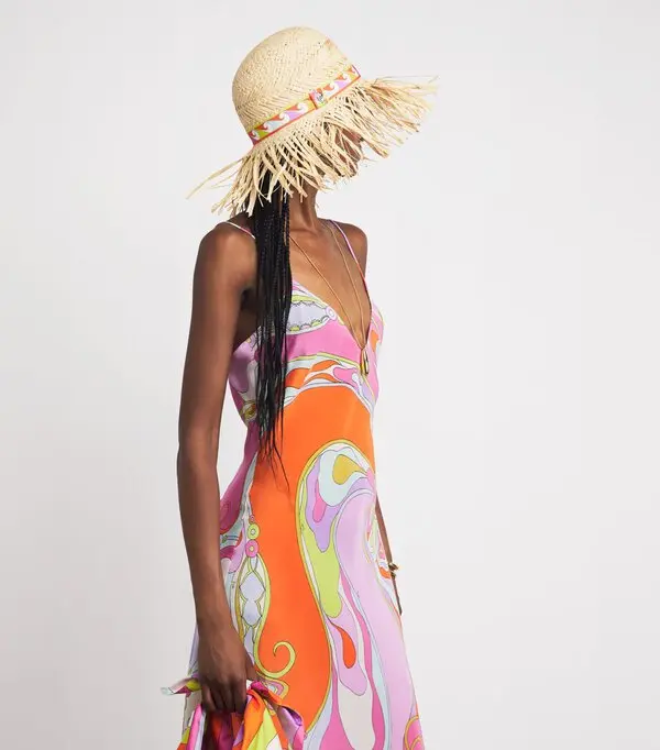 Emilio Pucci Raffia Sun Hat With Printed Brim