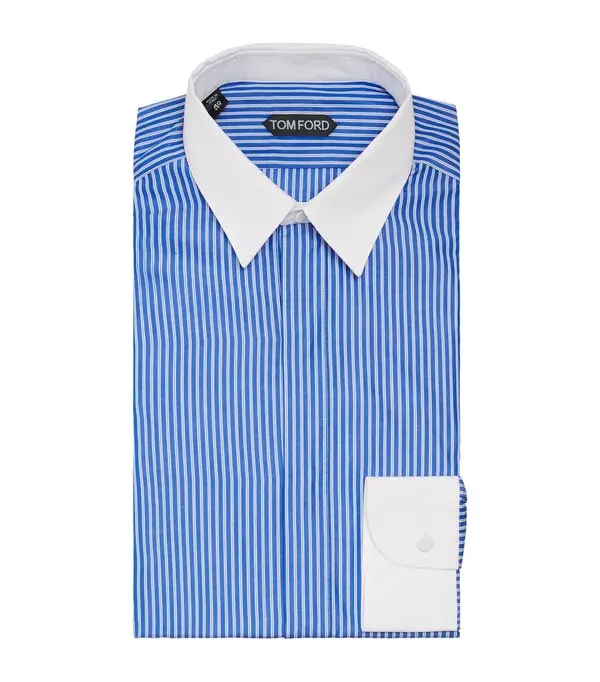 TOM FORD Cotton Stripe Shirt - Blue