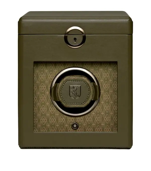 Wolf Earth Single Watch Winder With Storage - Green