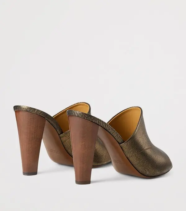 Ralph Lauren Metallic Lambskin Heeled Mules 95